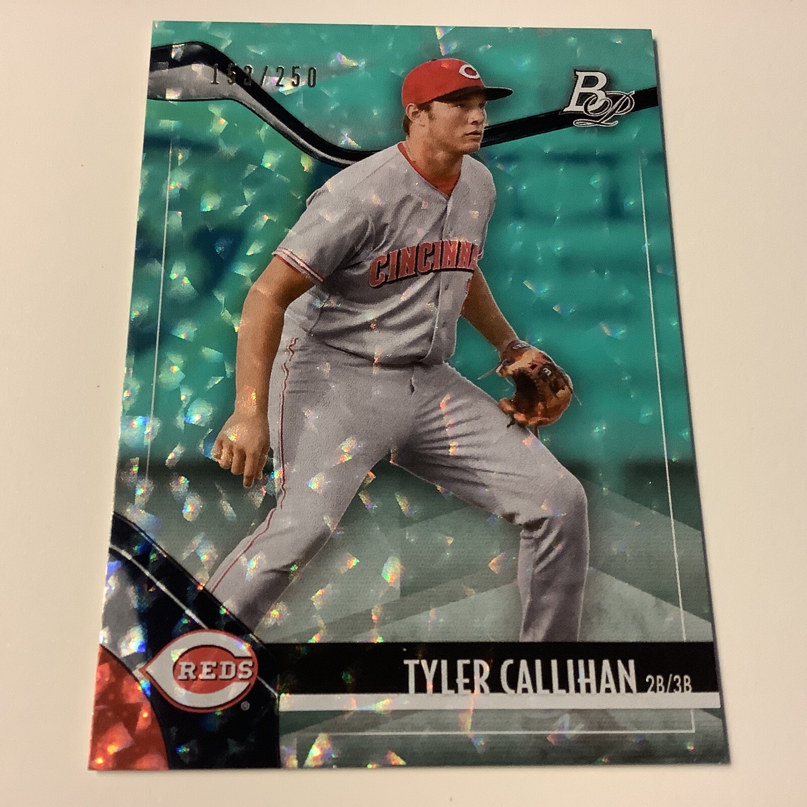 2021 Bowman Platinum #TOP-31 TYLER CALLIHAN Auto Green 153/250 Reds d ...