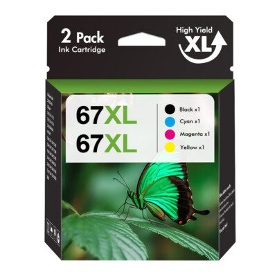 Printer Ink 67 for HP 67XL Ink Cartridges Combo Deskjet 2700e 2755e ...
