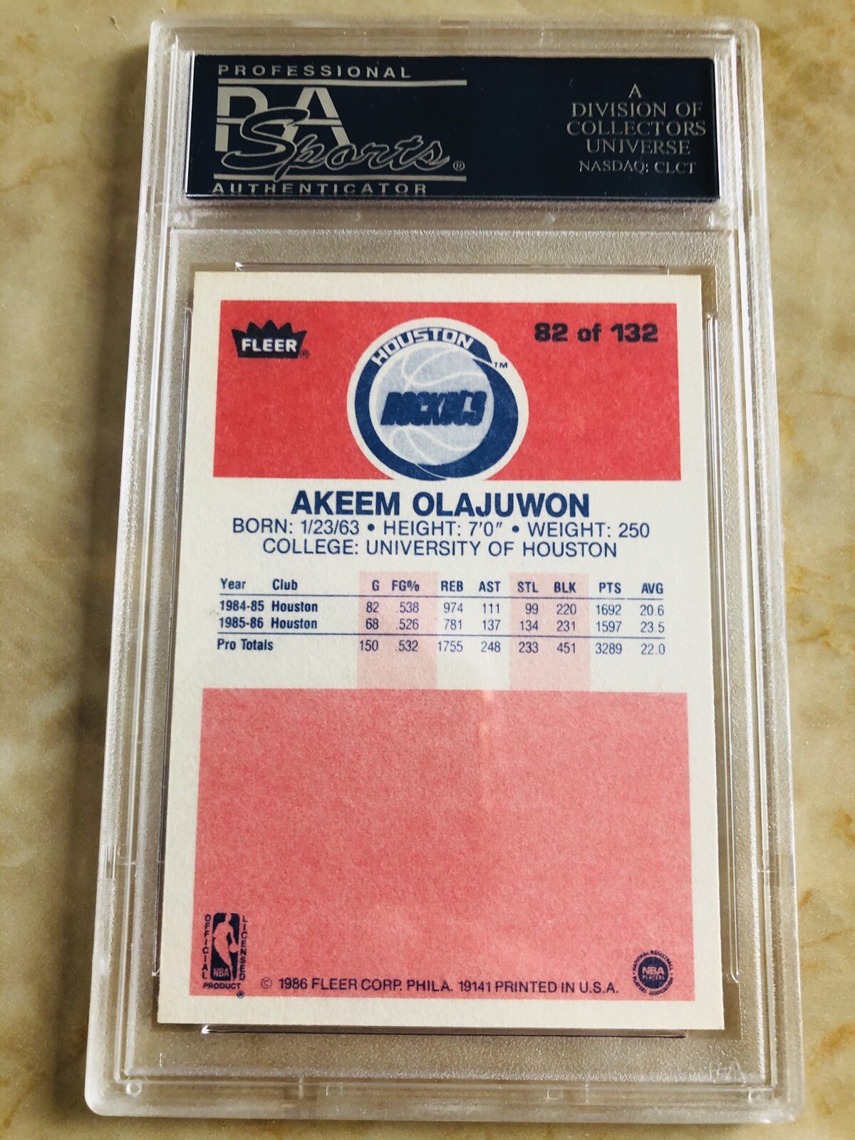 Akeem OLAJUWON Hakeem 1986 Fleer ROOKIE CARD #82 PSA 8.5 RC SHARP🔥🏀📈The ...