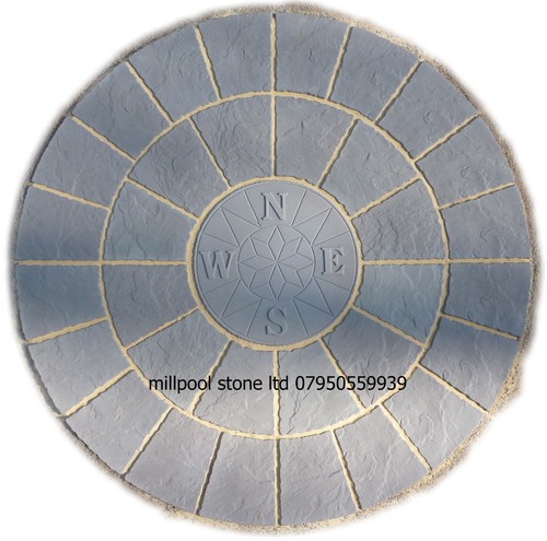1.8M CHARCOAL GREY COMPASS ROTUNDA CIRCLE PAVING PATIO SLABS [DELIVERY ...
