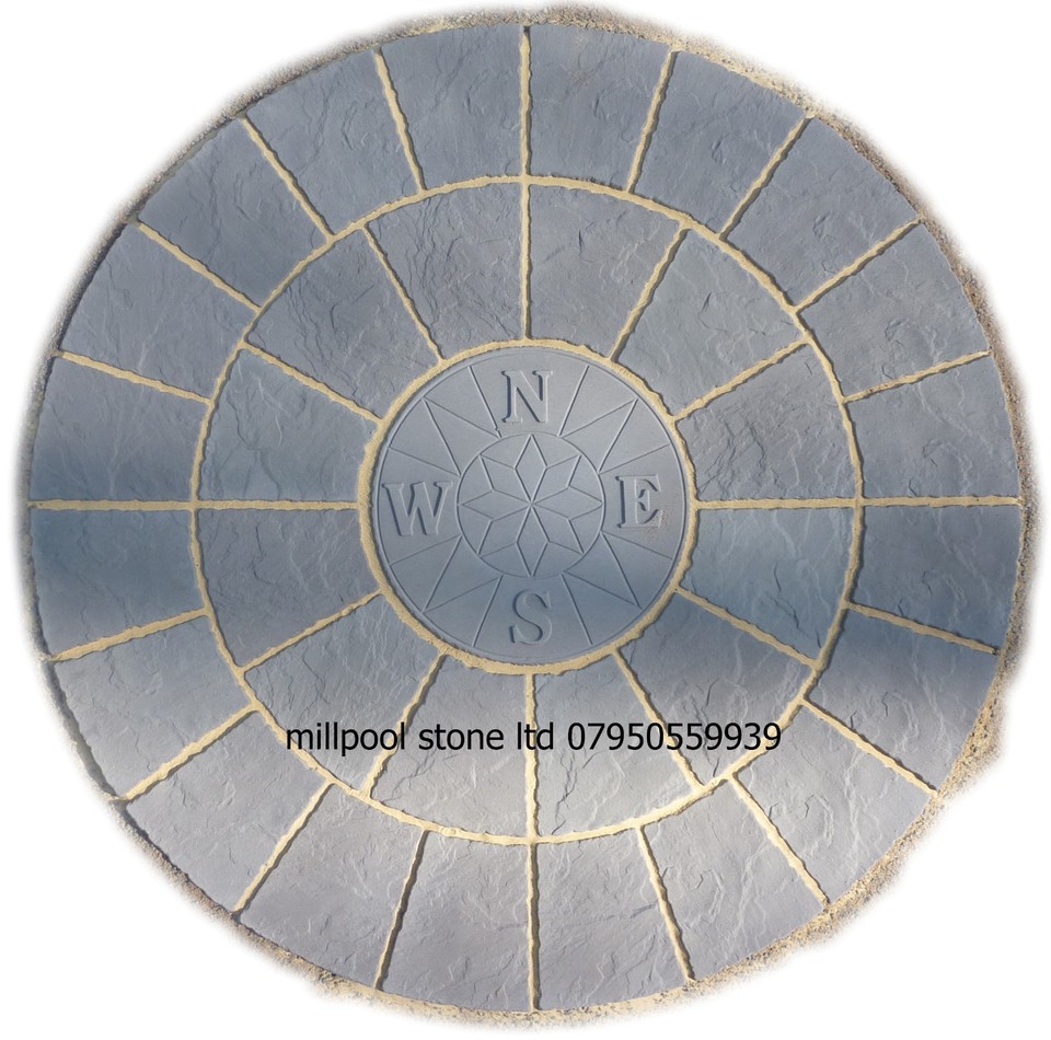 1.8M CHARCOAL GREY COMPASS ROTUNDA CIRCLE PAVING PATIO SLABS [DELIVERY ...