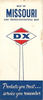 1960 DX D-X SUNRAY Road Map MISSOURI Route 66 Springfield Kansas City ...