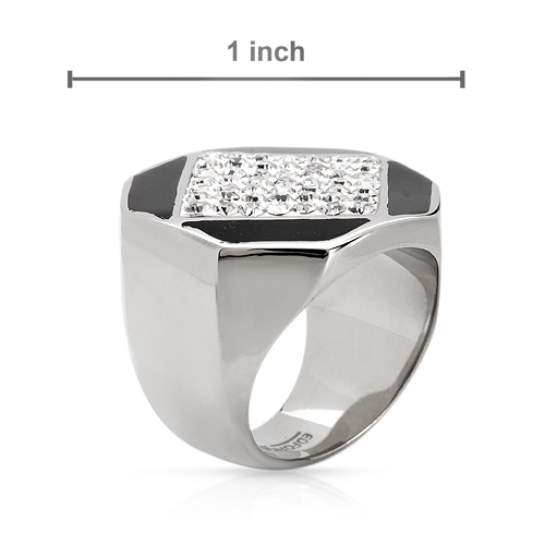 EDFORCE Ring With Genuine Crystals Made of Two tone Enamel and ...