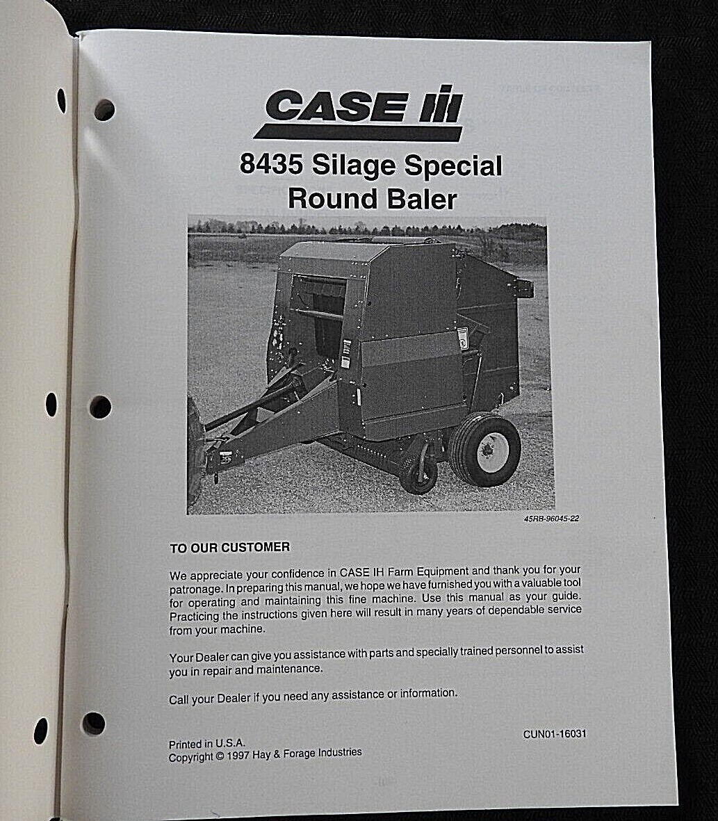 INTERNATIONAL HARVESTER CASE IH 8435 SILAGE SPECIAL BALER OPERATORS ...
