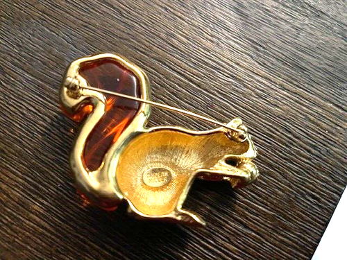 Vintage Nolan Miller Crystal Amber Lucite Squirrel Brooch Pin | eBay