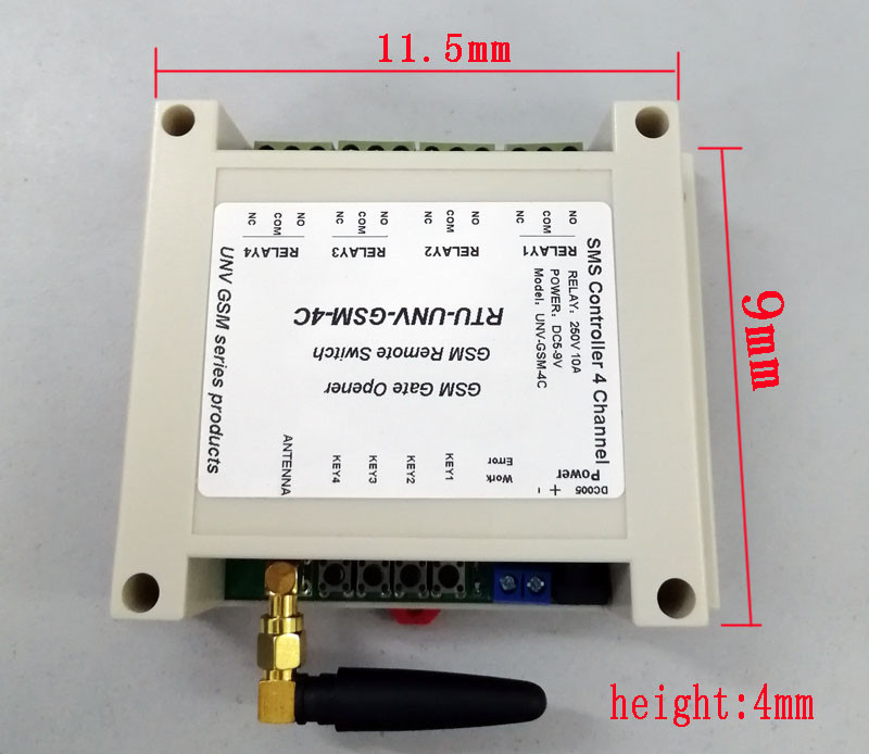 4 Channel Relay Module SMS Call Controller GSM Remote Control Switch ...