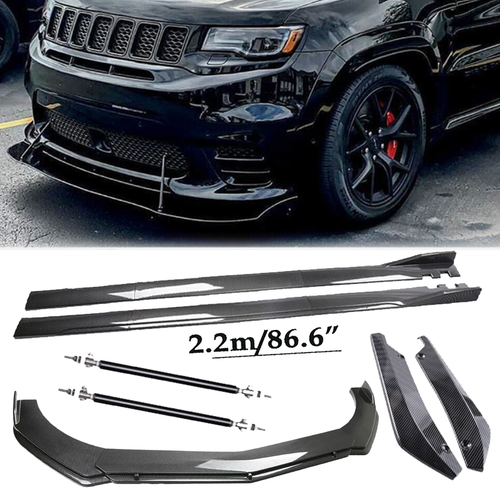 Carbon Fiber Front Bumper Lip Spoiler & Side Skirt For Jeep Compass ...