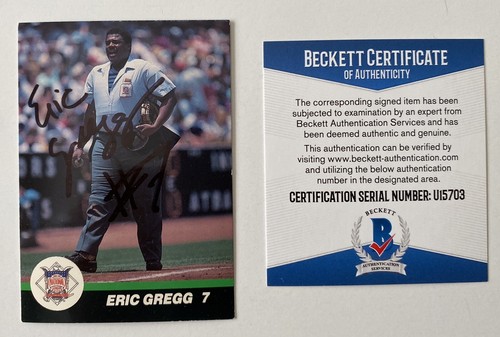 Eric Gregg Signed Autographed 1989 T & M Umpires Card #32 BAS Beckett ...