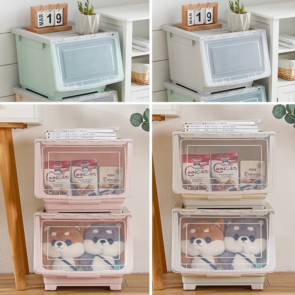 Large Storage Box Side Flip Opening Plastic Clothes Sundries Snack Toy ...
