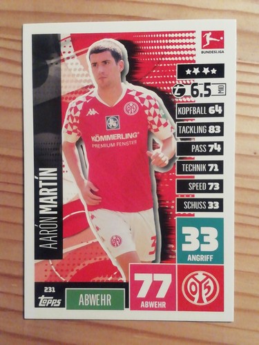 Topps Match Attax Bundesliga 2020 2021 20 21 - 231 Aaron Martin 1. FSV ...