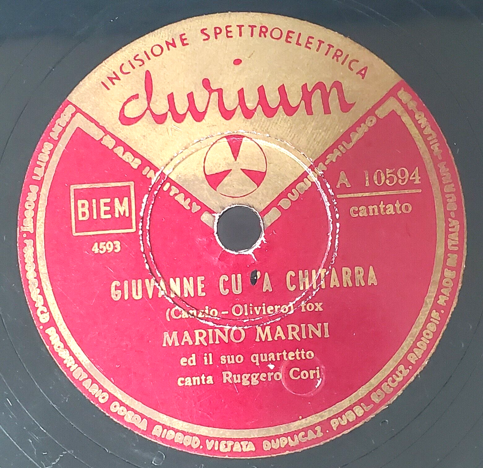 1955 Italy - Mario Marini VG+ 78 RPM 10 in Durium 10594 Shellac Aummo ...
