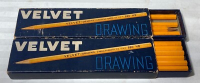 Vintage VELVET Drawing Pencils 880 4H American Pencil Co Box of 12 ...