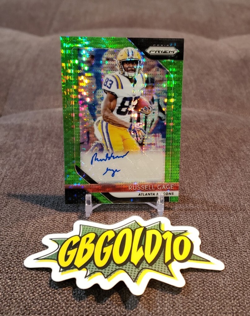 2018 Panini Prizm Neon Green Pulsar Russell Gage #RA-RGA Rookie Auto RC ...