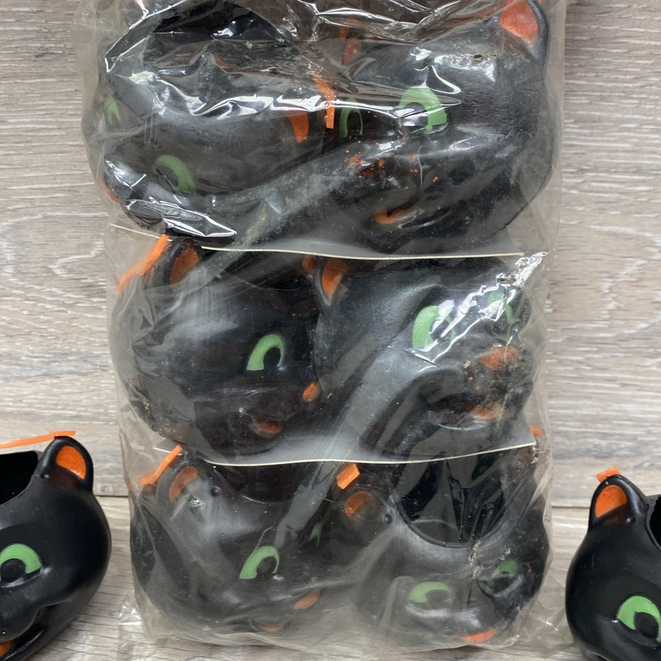 Vintage Fun World Halloween Mini Candy Buckets Pails Black Cat Baskets ...