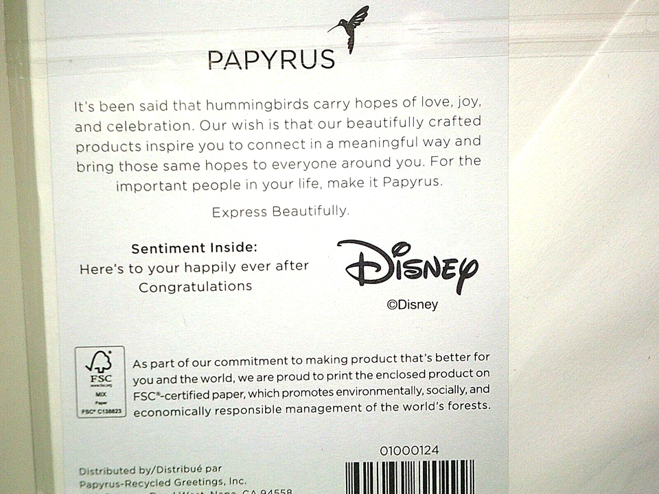 Papyrus Disney 3D Rhinestones Cinderella Wedding Card Happily Ever ...