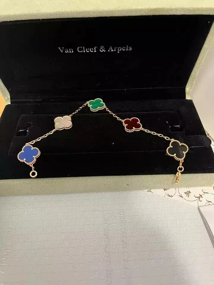 VCA Vintage Alhambra Clover 5 Motifs Mix Color 18k Gold Bracelet | eBay