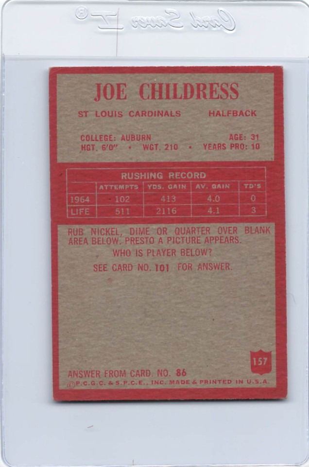 1965 Philadelphia #157 Joe Childress Cardinals EX/MT *DA-C8488 | eBay