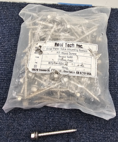 (100 Piece) Roof Tech RT2-04-SD5-60 Solar Panel Mounting Screws 5x60mm ...