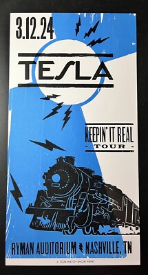 2024.03.12 Hatch Show Print ~ Tesla ~ Tour Poster @ Ryman Nashville TN ...