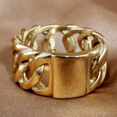 Vintage Bike Chain Wedding Ring Stainless Steel Men's Women's Fashion ...