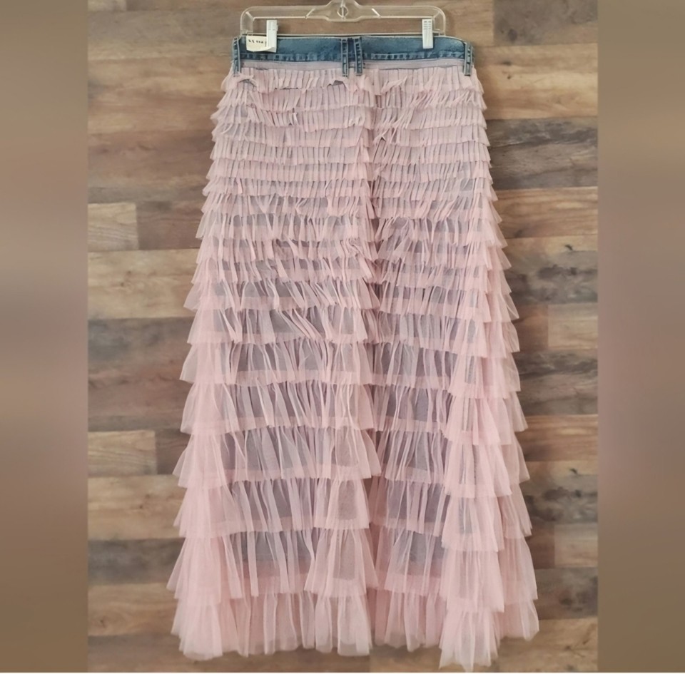 Free People Pirouette Jeans We The Free Tiered Tulle Overlay Caviar Bar ...