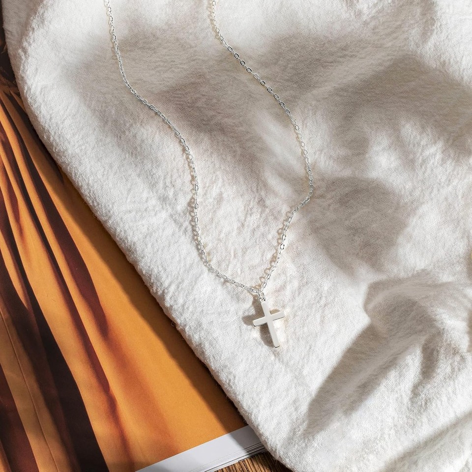Silver Cross Necklace - Dainty 925 Sterling Silver Pendant for Women | eBay