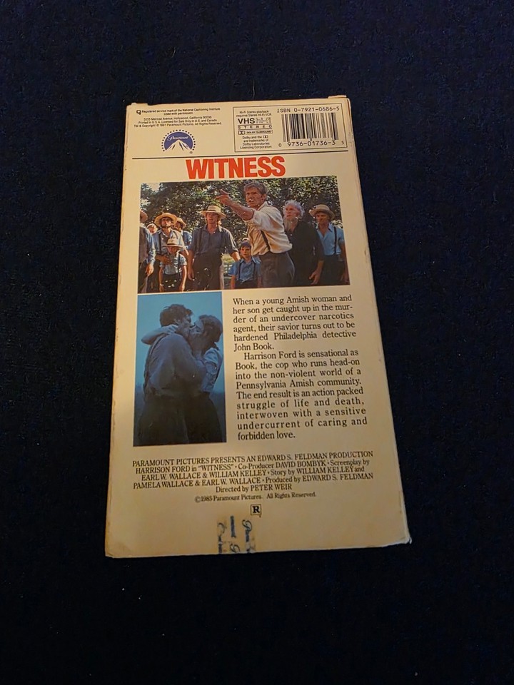 Witness (1985) (VHS, 1985) 97360173635| eBay
