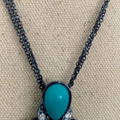 QVC Joan Boyce Turquoise Pendant Necklace Faux Turquoise & Hematite ...