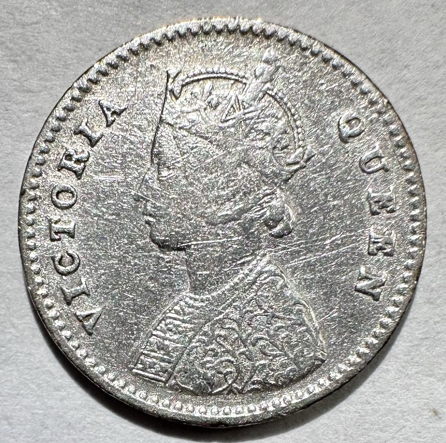 1862 (c) India 2 Annas Victoria Silver F Cleaned Calcutta Mint ...
