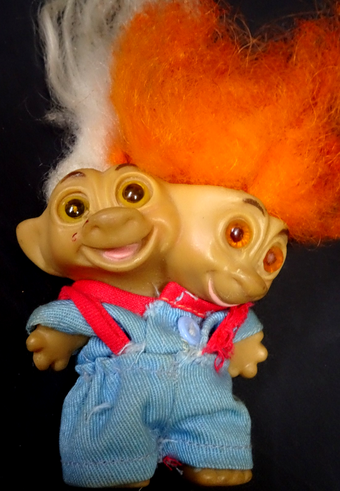 3" RARE 1960s Uneeda Two Headed Siamese Troll Dressed w/Orange/white ...