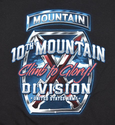 US Army 10th Mountain Division Unit Morale Black Ink Design Shirt - XL ...
