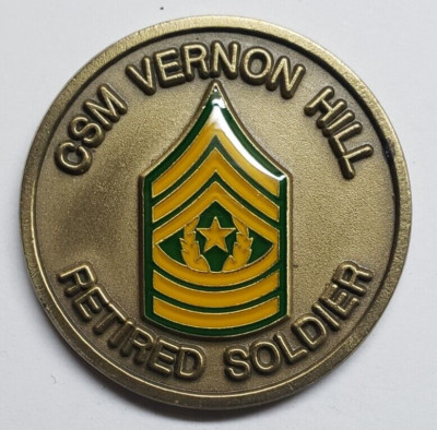 US CSM Vernon Hill Retired Soldier 1-5/8" Challenge Coin IH198 | eBay