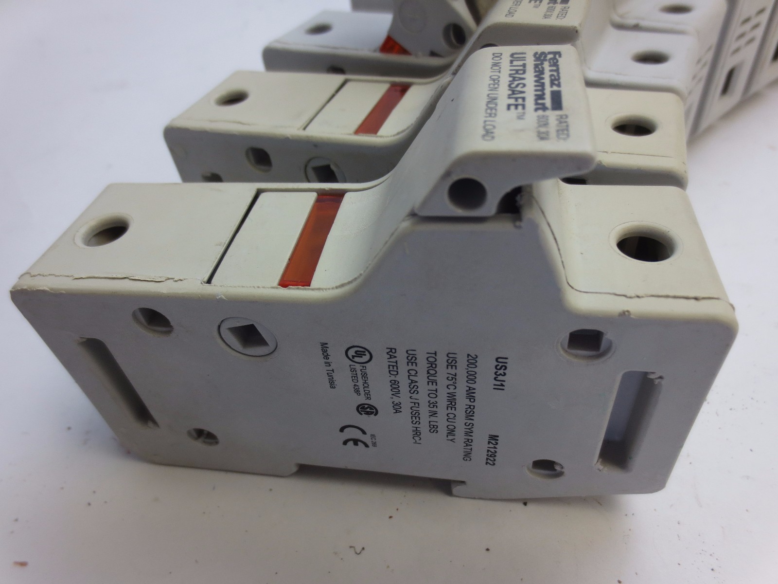 FERRAZ SHAWMUT US3J1I / M212922 ULTRASAFE FUSE HOLDER 600V, 30A LOT of ...
