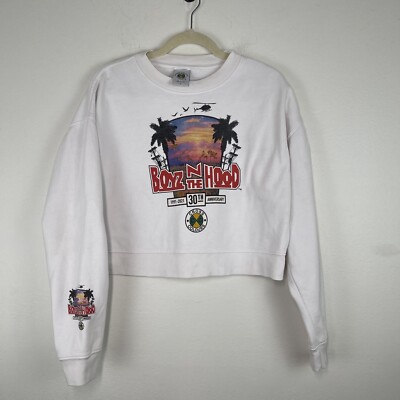 Cross Colours Boyz in the Hood Sweatshirt Women’s Large White Cropped ...