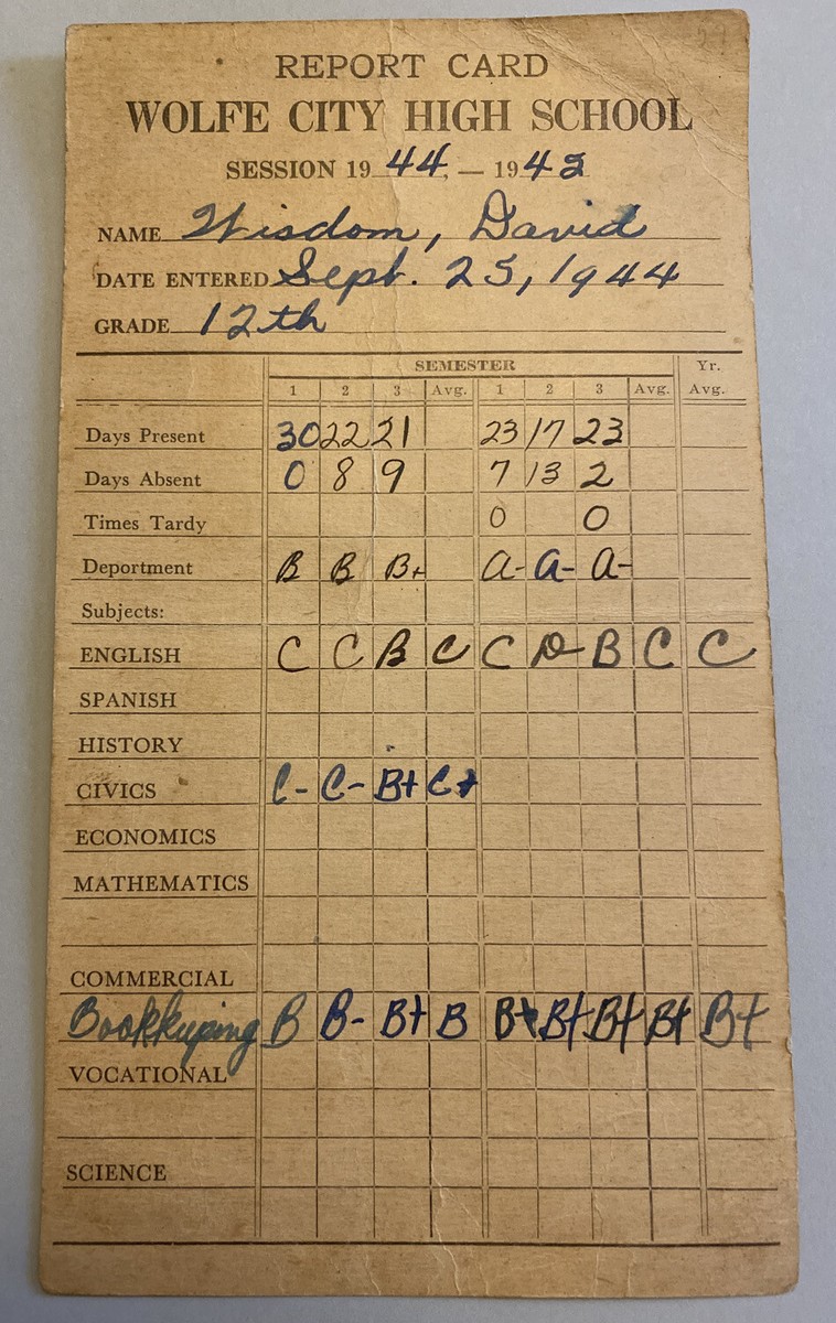 Real Report Card From The 80s