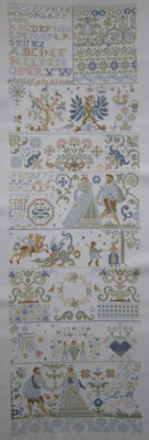 COMPLETED CROSS STITCH REPRODUCTION ANTIQUE GERMAN SAMPLER FINISHED ...
