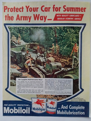 1945 World War II era Mobil Mobiloil Mobilgas military soldiers the ...