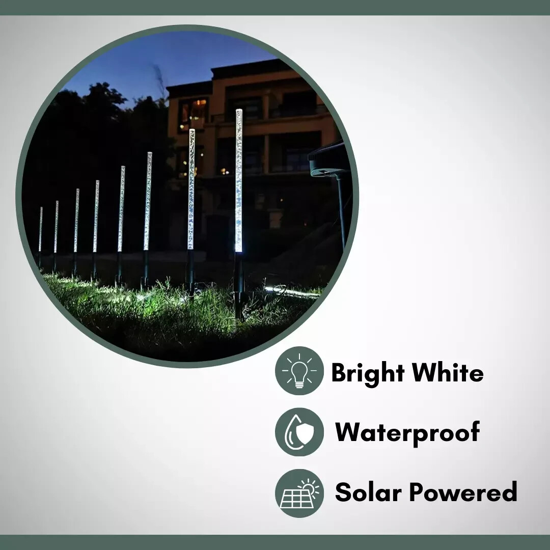 8x Solar Stake Lights Bubble Sticks Garden Lamps Outdoor Bright White ...