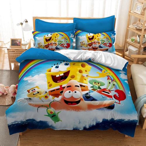 Spongebob Squarepants Quilt Duvet Cover Pillowcase Bedding Set Bedroom ...