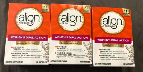 New Lot Of 3 Align Probiotic Womens Dual Action 42x3 126 Caps 7/2026 ...