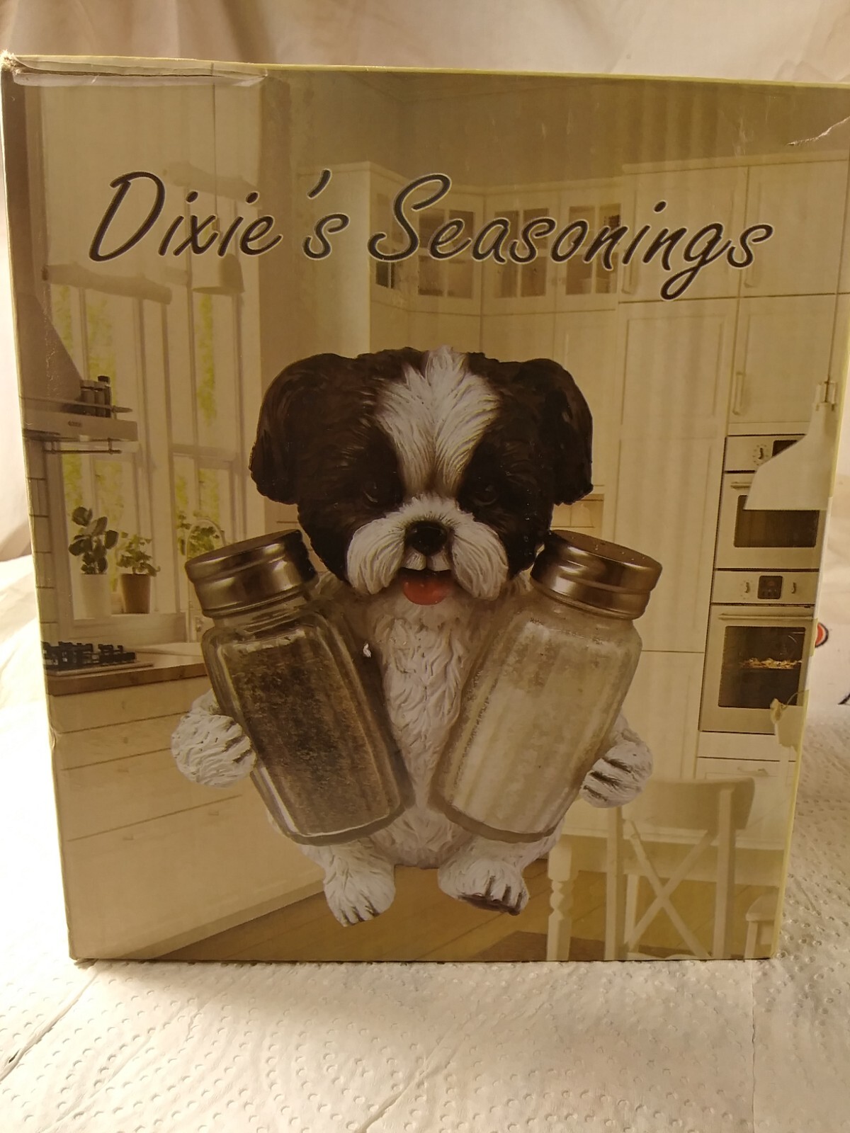 DWK "Dixie Seasonig" Shih Tzu Dog Holder w Salt And Pepper Shaker Set 3 ...