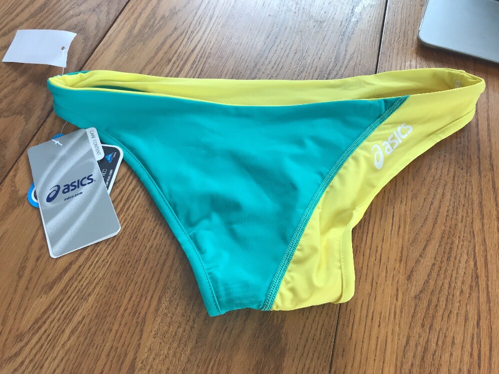 Asics Women's Reversible Kaitlyn Bikini Bottom – Teal/Lemon sz L Ships ...