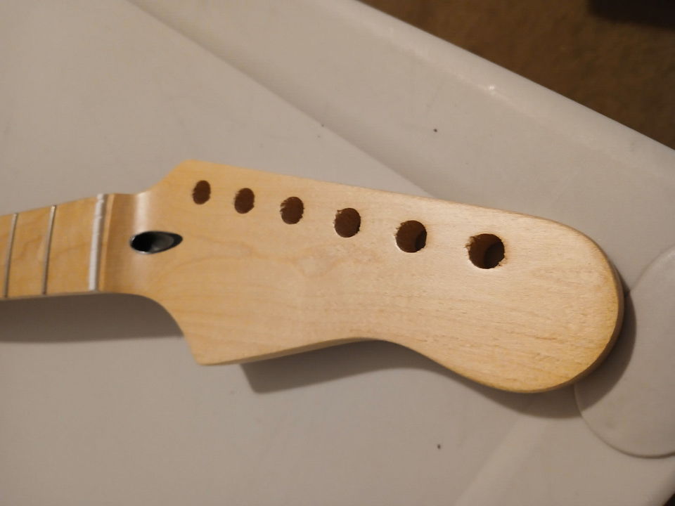 22 Fret Maple Back Guitar Neck w/ Quilted Maple Fretboard Strat Style ...