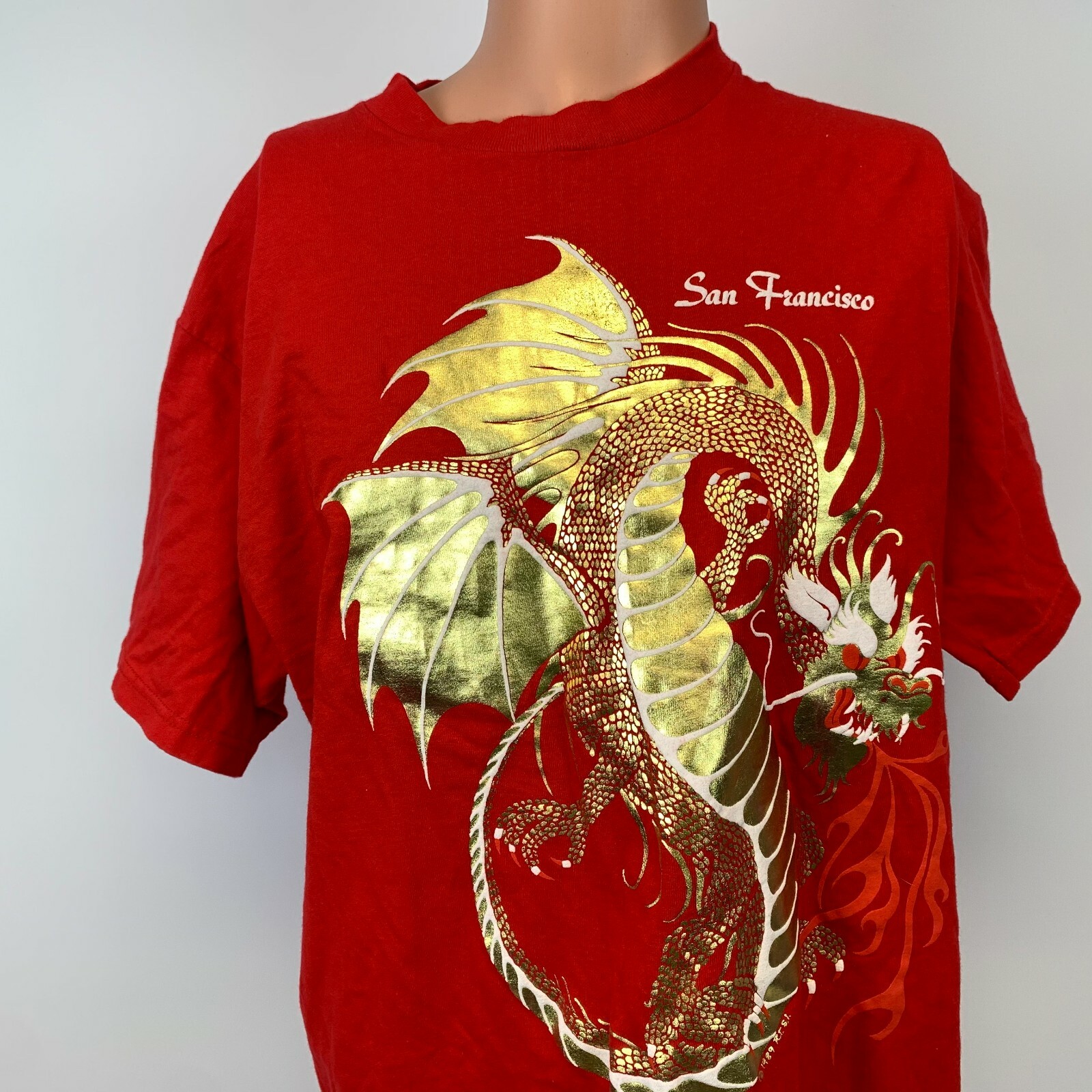 San Francisco California Gold Trim Chinese Dragon T S… - Gem