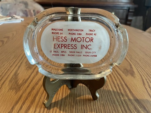 Vtg HESS MOTOR EXPRESS Painted Advertising Ashtray Pipestone ...