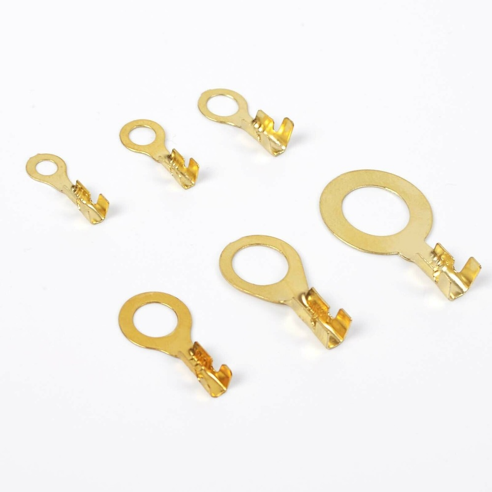 150x Round Bare Crimp Copper Ring Terminals Wire Connectors Spade ...