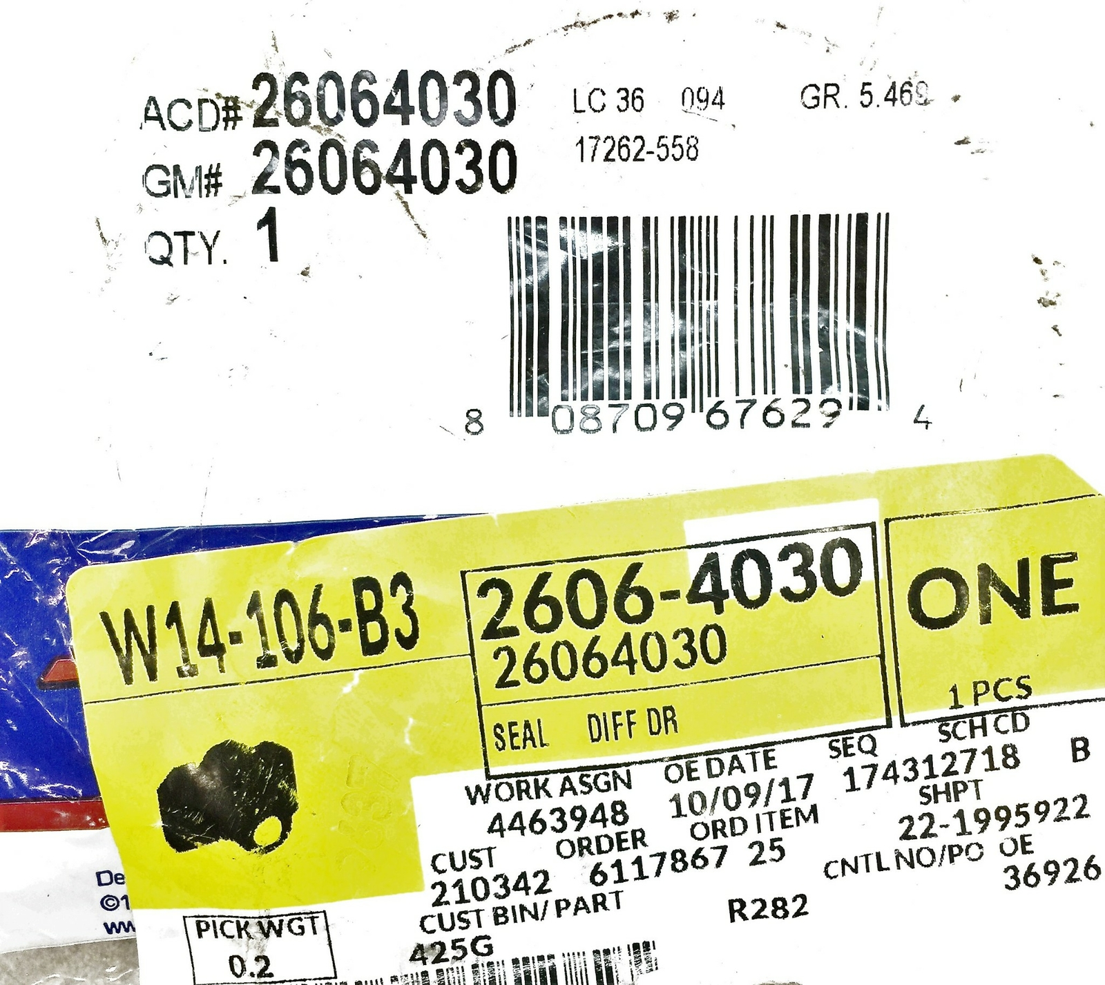Differential Pinion Seal ACDELCO GM Original Equipment 26064030 for ...