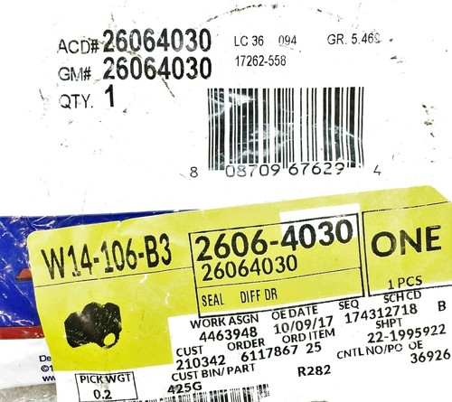 Differential Pinion Seal ACDELCO GM Original Equipment 26064030 for ...