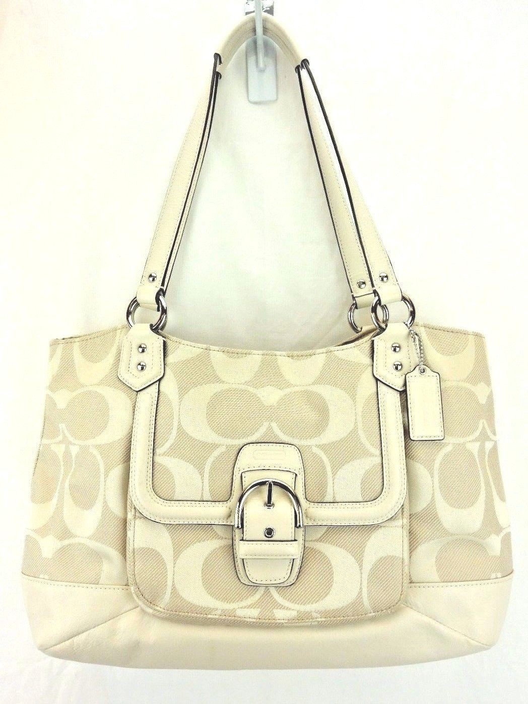 COACH Abby Tote Bag Ivory Jacquard Signature Cream Le… - Gem