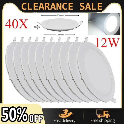 40X 12W Round LED Recessed Panel Down Light Bulb Cool White Lamp ...